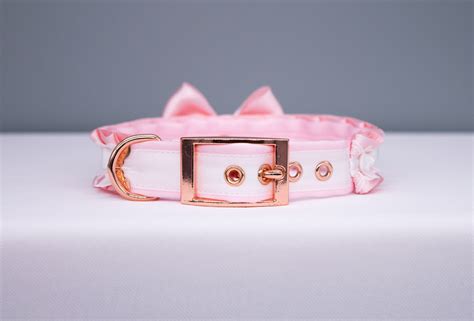 Pink Rose Gold And White Bunny Pet Play Collar