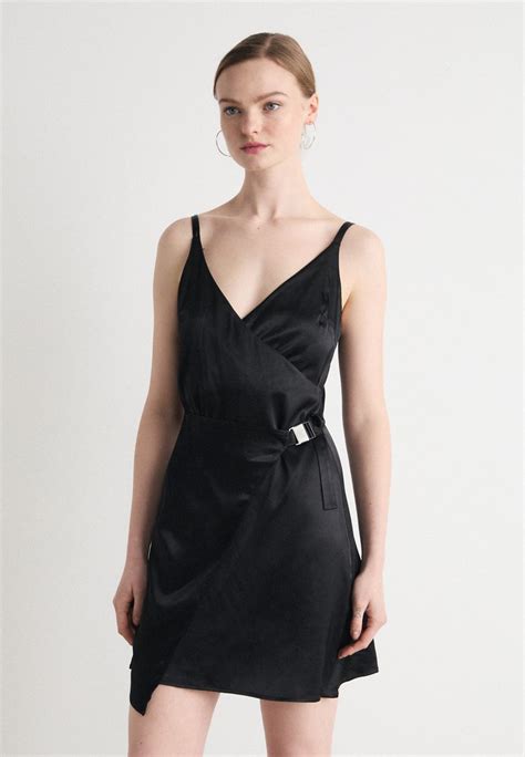 Calvin Klein Jeans Buckle Wrap Satin Slip Dress Cocktail Dress