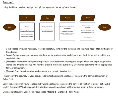 exercise 1 using the hierarchy chart design the logic for a program