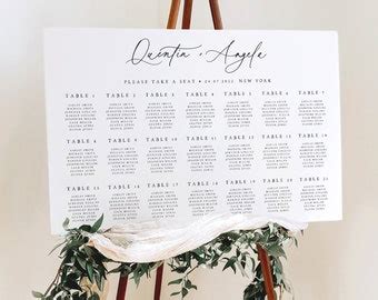Modern Seating Chart Template Elegant Wedding Seating Plan Sign Minimalist Calligraphy Wedding