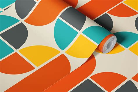Mid Century Modern Geometric Wallpaper Retro 70s Wall Murals