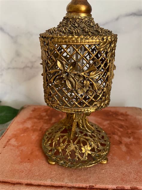 Vintage Perfume Bottle Ormolu Perfume Bottle Filigree Etsy