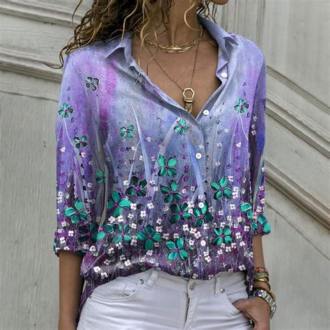 Kihout Womens Plus Size Blouses Deals Fashion Women Button Casual Turn