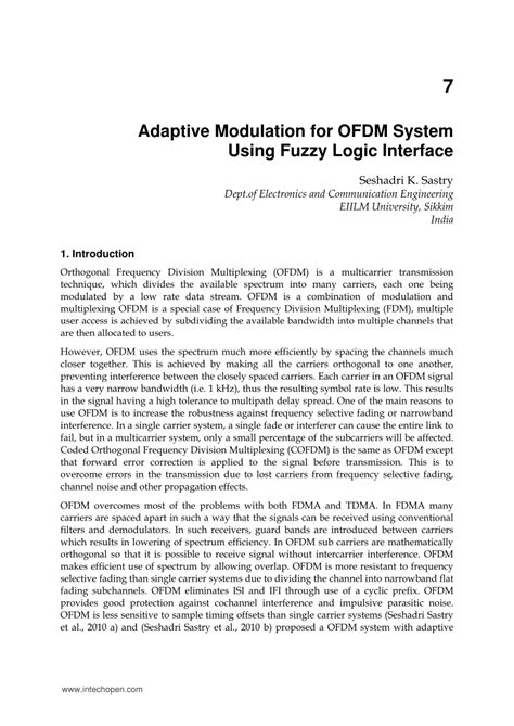 Pdf Adaptive Modulation For Ofdm System Using Fuzzy Logic Interface