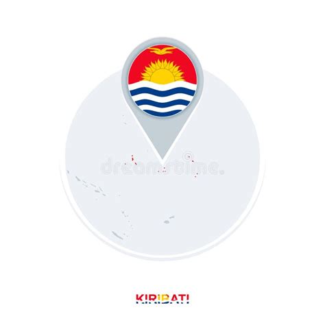 Kiribati Map And Flag Vector Map Icon With Highlighted Kiribati Stock