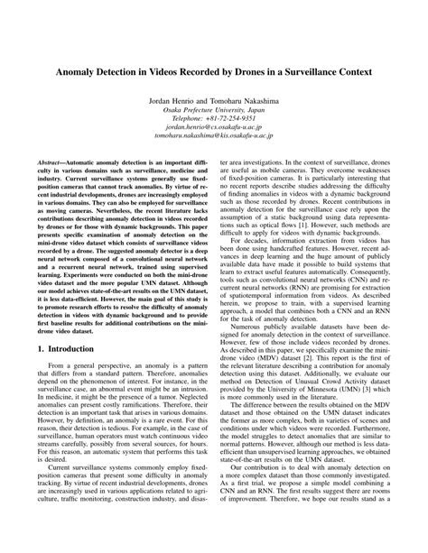 pdf anomaly detection in videos recorded by drones in a surveillance
