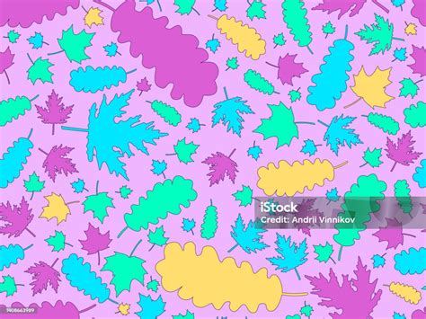 다채로운 잎 원활한 패턴 가을 낙엽 잎이 떨어집니다 오크와 단풍나무 포장지 인쇄 직물 및 인쇄를위한 디자인 벡터 일러스트 레이 션 10월에 대한 스톡 벡터 아트 및 기타