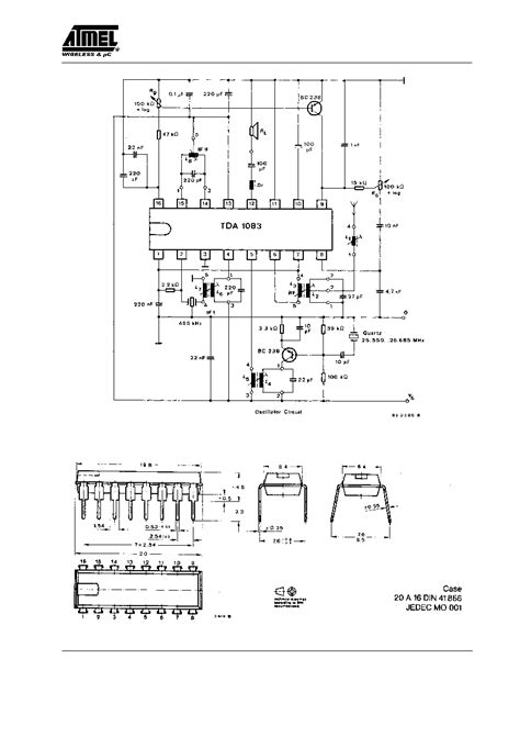 TDA1083 Datasheet 7 8 Pages ATMEL One Chip AM FM Radio With Audio