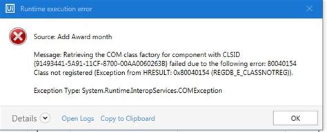 Runtime Execution Error Class Not Registred Studio UiPath