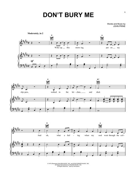 John Prine Dont Bury Me Sheet Music Notes Chords Score Download