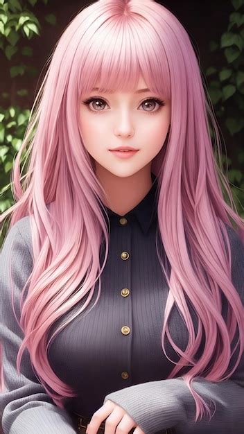 Premium Ai Image A Girl With Pink Hair And A Blue Jacket