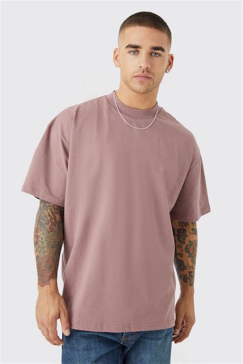 Oversized Extended Neck Heavy T Shirt Boohoo Uk