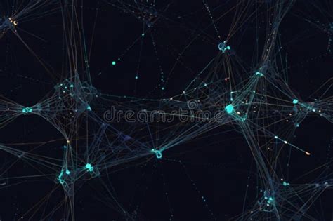 Abstract Neural Network With Glowing Data Points Stock Illustration