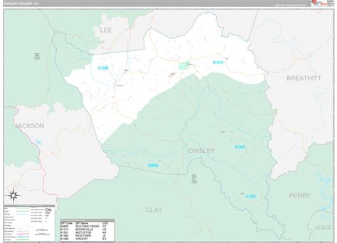 Owsley County Ky Wall Map Premium Style By Marketmaps Mapsales