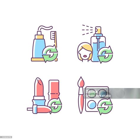 Rgb 색상 아이콘 세트를 리필하고 재사용 리필에 대한 스톡 벡터 아트 및 기타 이미지 리필 색상 이미지 씬 라인아트
