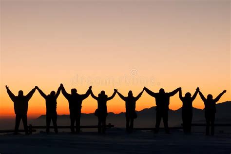 Friends Holding Hands Silhouette