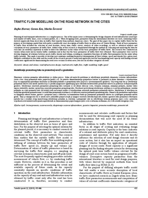 Traffic Flow Modelling On The Road Network In The Download Free Pdf