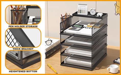 5 Tier Stackable Letter Tray Office Desk Paper Organizer File Trays