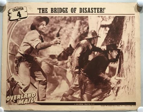 Original Serial Lobby Card Overland Mail 1942 Title Card Ch 4 The Bridge Of Disaster