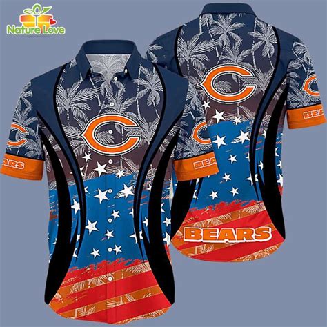 Chicago Bears Flag Tropical Palm Chicago Bears Hawaiian Shirt Unique