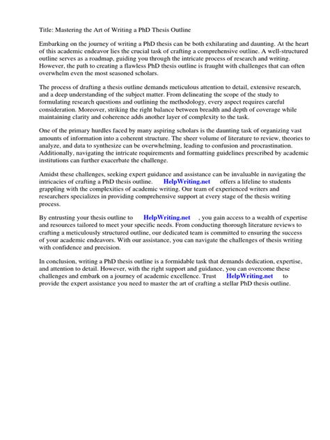 Writing Phd Thesis Outline Pdf Thesis Essays