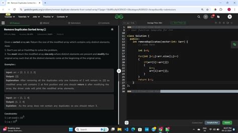 Problem Solved Today Remove Duplicates Sorted Array Sameer Baral