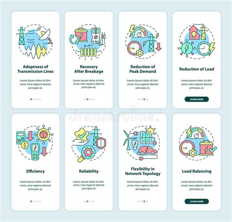 Smart Grid Onboarding Mobile App Screen Set Stock Vector Illustration Of Application Icon