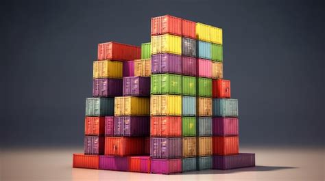 Premium Ai Image Simple Shipping Container Stack Ai Generated