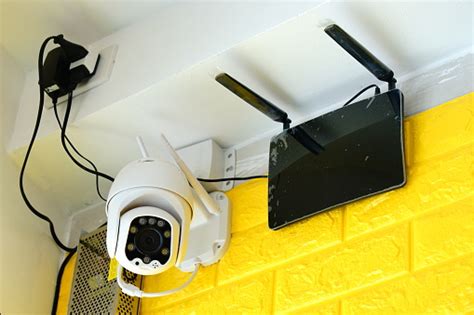 벽에 Cctv 카메라 및 무선 액세스 포인트 0명에 대한 스톡 사진 및 기타 이미지 0명 감시 글로벌 커뮤니케이션