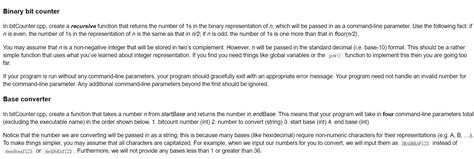 Solved Binary Bit Counter In BitCounter Cpp Create A Chegg