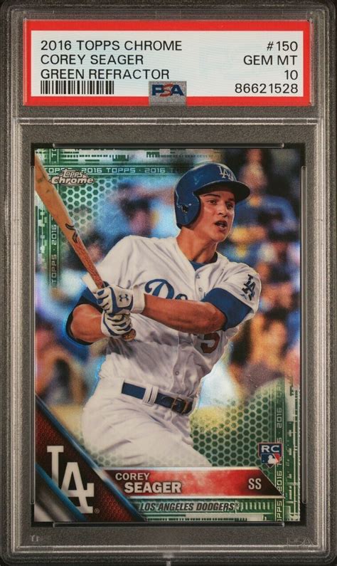 2016 Topps Chrome COREY SEAGER Green 99 Refractor PSA 10 Rookie 150