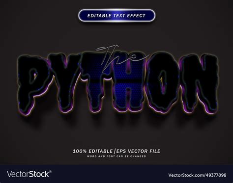 Editable Text Effect Python 3d Wild And Skin Font Vector Image