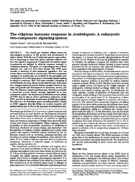 Pdf The Ethylene Hormone Response In Arabidopsis A Eukaryotic Two
