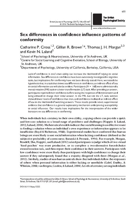 Sex Differences In Confidence Influence Patterns Of Conformity