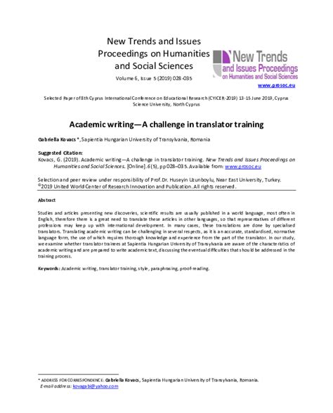 Pdf Challenges In Academic Writing For Translators