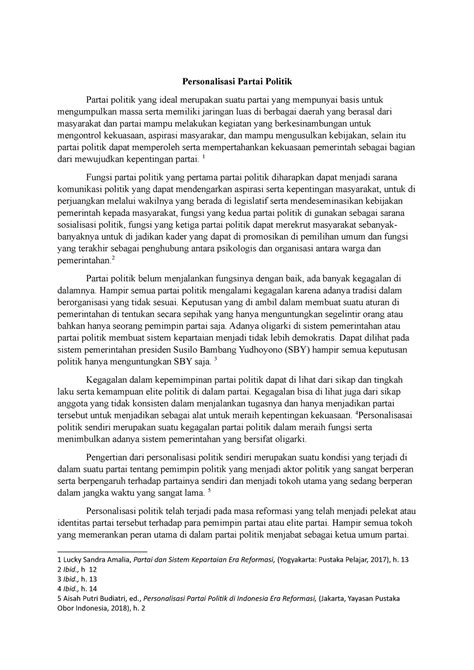 Personalisasi Partai Politik Personalisasi Partai Politik Partai