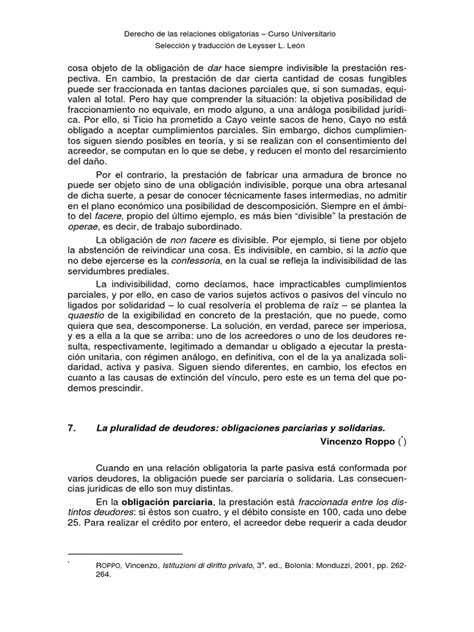 Roppo V La Pluralidad De Deudores Pdf Pagos Dinero