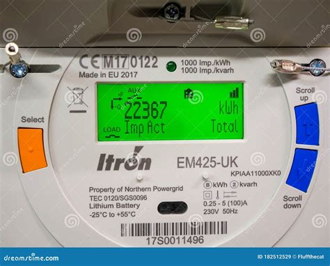 A Close Up Of A Smart Meter LCD Display Measuring Electricity Consumption Editorial Stock