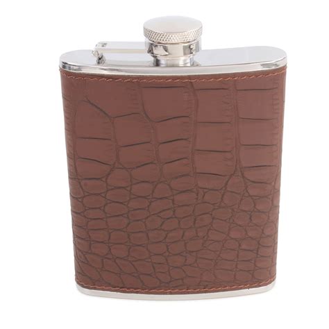 Hip Flask Brown Croc 5oz Stainless Steel Dalaco