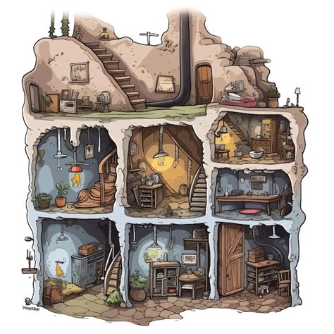 Hand Drawn Basement Cartoon Vector Illustration Clipart White