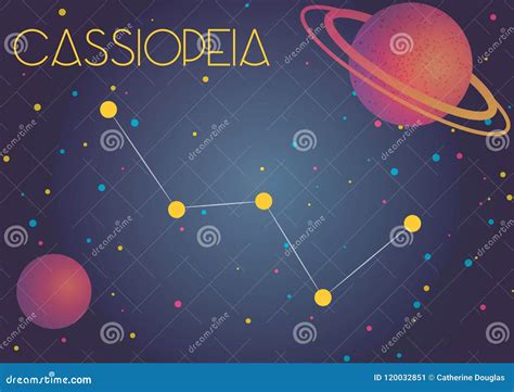Constellation Cassiopeia Icon Hand Drawn Doodle Style Minimalism