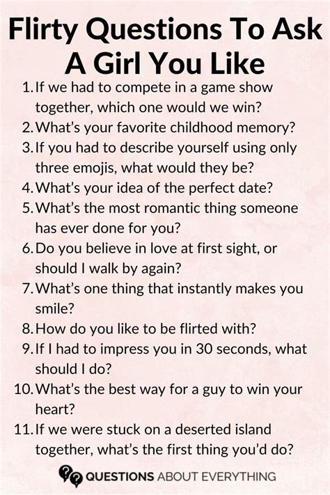 190 Fun And Flirty Questions To Ask A Girl You Like In 2025 Flirty