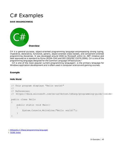 C Examples It Was Developed Around 2000 By Microsoft Within Its Net Initiative And Later