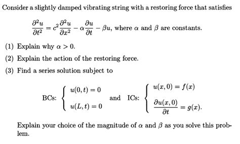 solved consider a slightly damped vibrating string with a