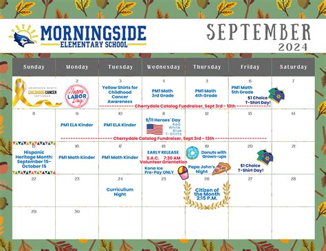Sept Calendar Morningside Elementary