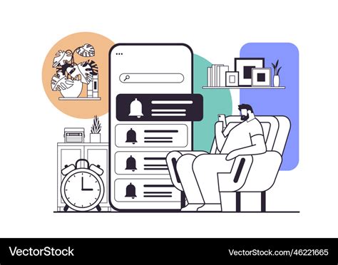 Man Programming Time Reminder Alarm On Smartphone Vector Image