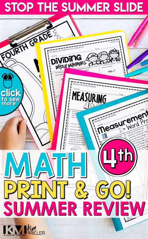 4th Grade Math Review Packet Summer Math Test Prep Homework Assessment