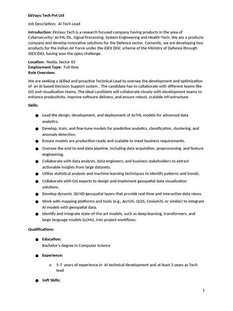 Jd Ai Tech Lead 1 Pdf Artificial Intelligence Intelligence Ai