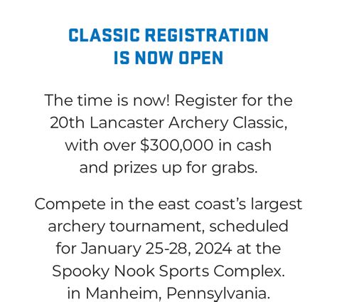 Registration Is Open 🏆🎯 20th Annual Lancaster Archery Classic