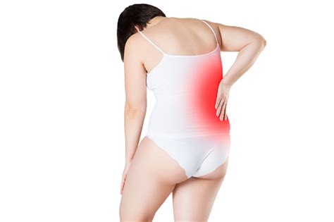 허리 통증 신장 염증 흰색 배경에 고립 된 여성의 몸에서 통증 Pyelonephritis에 대한 스톡 사진 및 기타 이미지